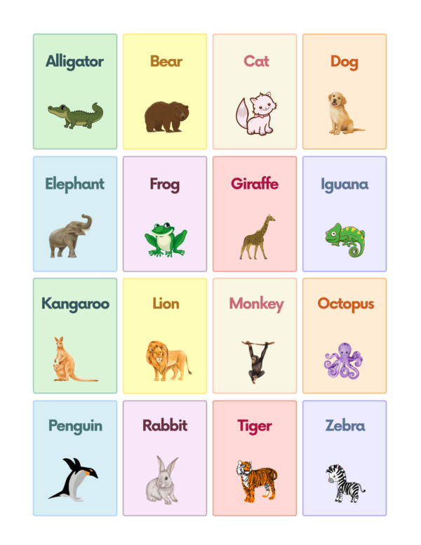 Free Animals Flashcards for Autism and Speech Therapy | AutisticHub