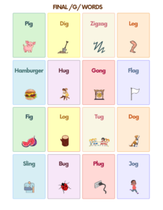 Free G Sound Articulation Words Flashcards for Speech Therapy | AutisticHub