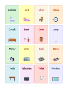 Free Household Items Flashcards for Autism and Speech Therapy | AutisticHub