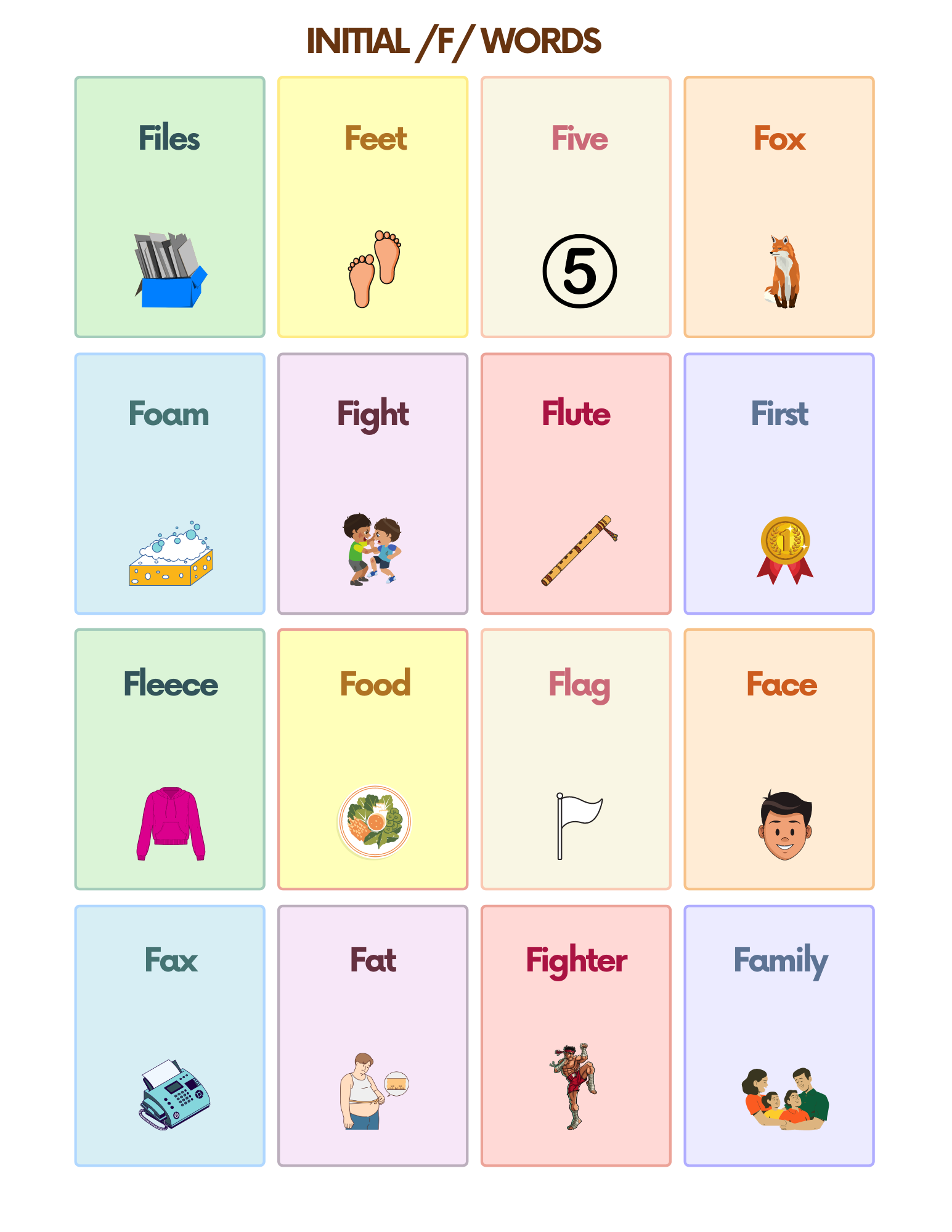 Free F Sound Articulation Words Flashcards For Speech Therapy AutisticHub