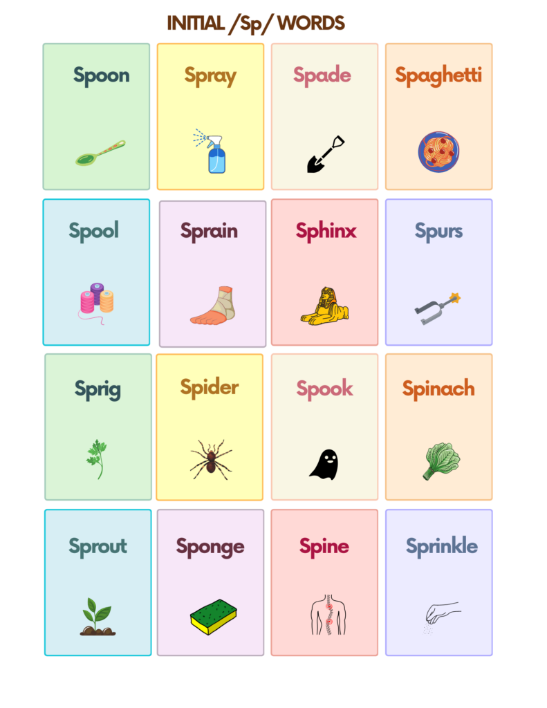 Free SP Sound Articulation Words Flashcards For Speech Therapy Free SP Sound Articulation Words Flashcards For Speech Therapy