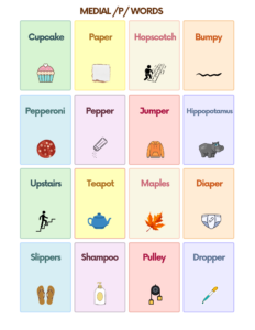 Free P Sound Articulation Words Flashcards for Speech Therapy | AutisticHub