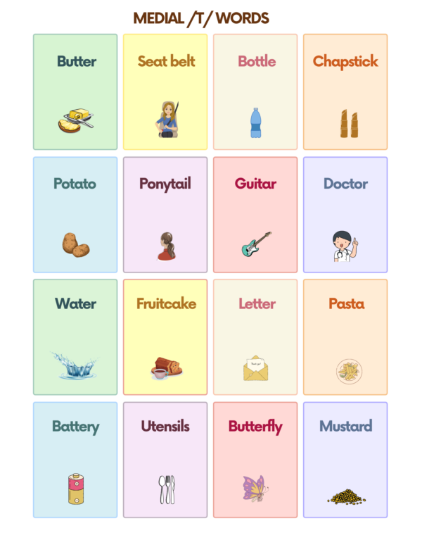 Free T Sound Articulation Words Flashcards for Speech Therapy | AutisticHub