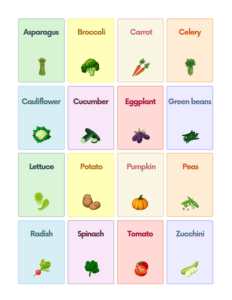 Free Vegetables Flashcards for Autism and Speech Therapy | AutisticHub