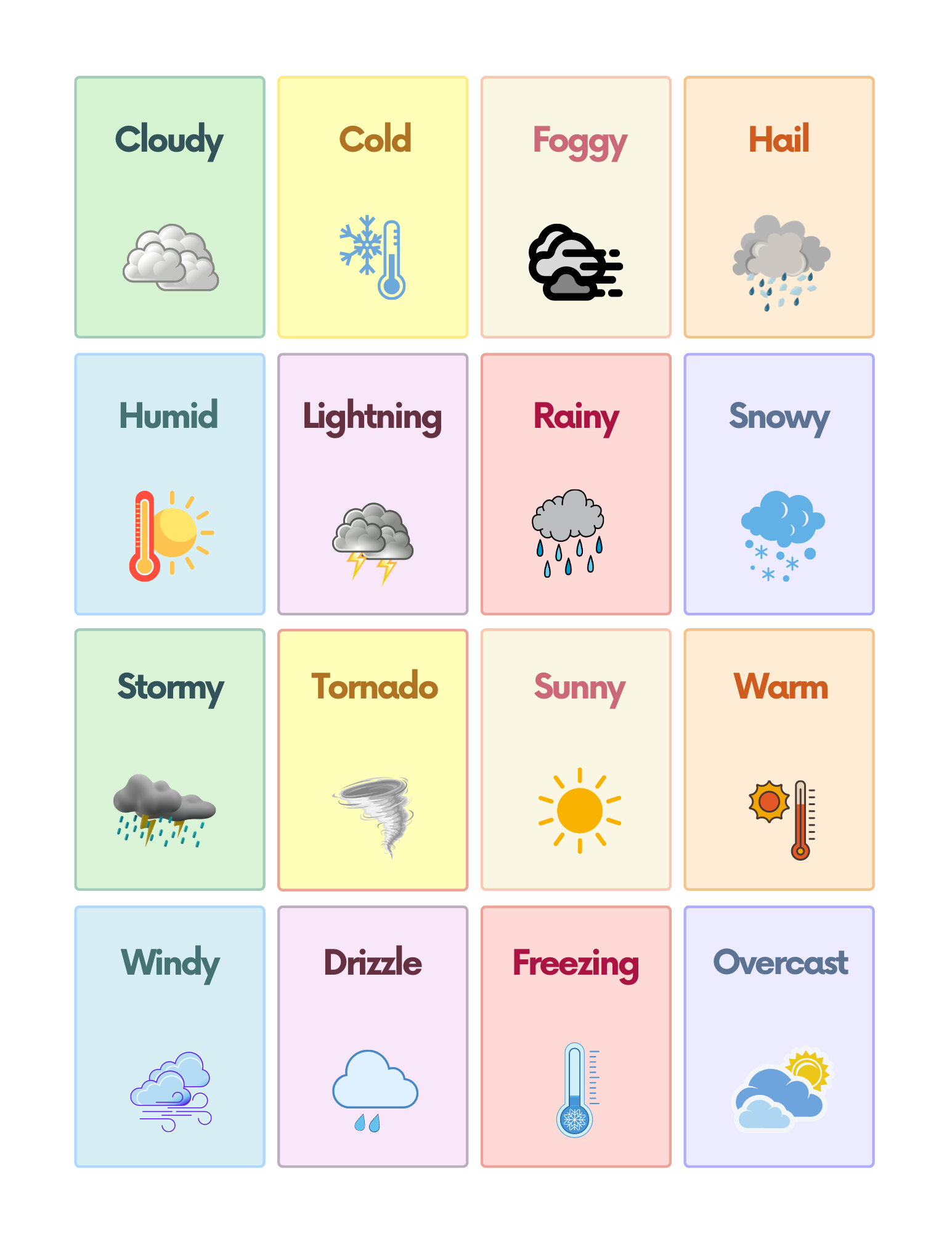 Weather Flashcards For Preschool Weather Flashcards For Preschool